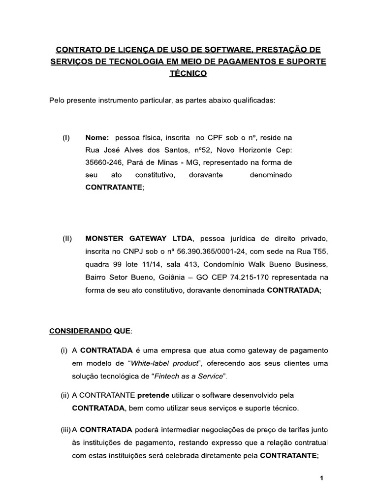 Contrato Modelo - Monster Gateway | PDF