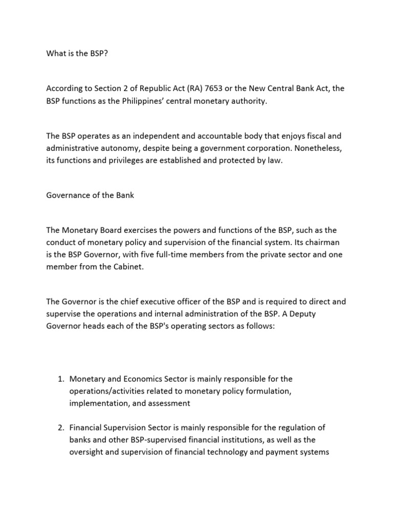 What-is-the-BSP | PDF | Banks | Monetary Policy
