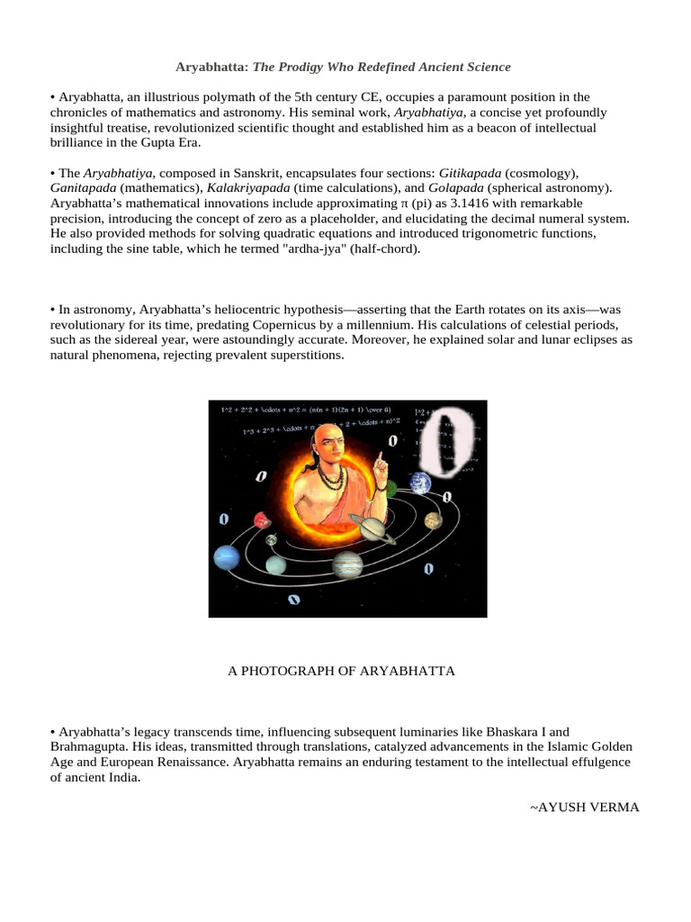 Aryabhatta Article | PDF