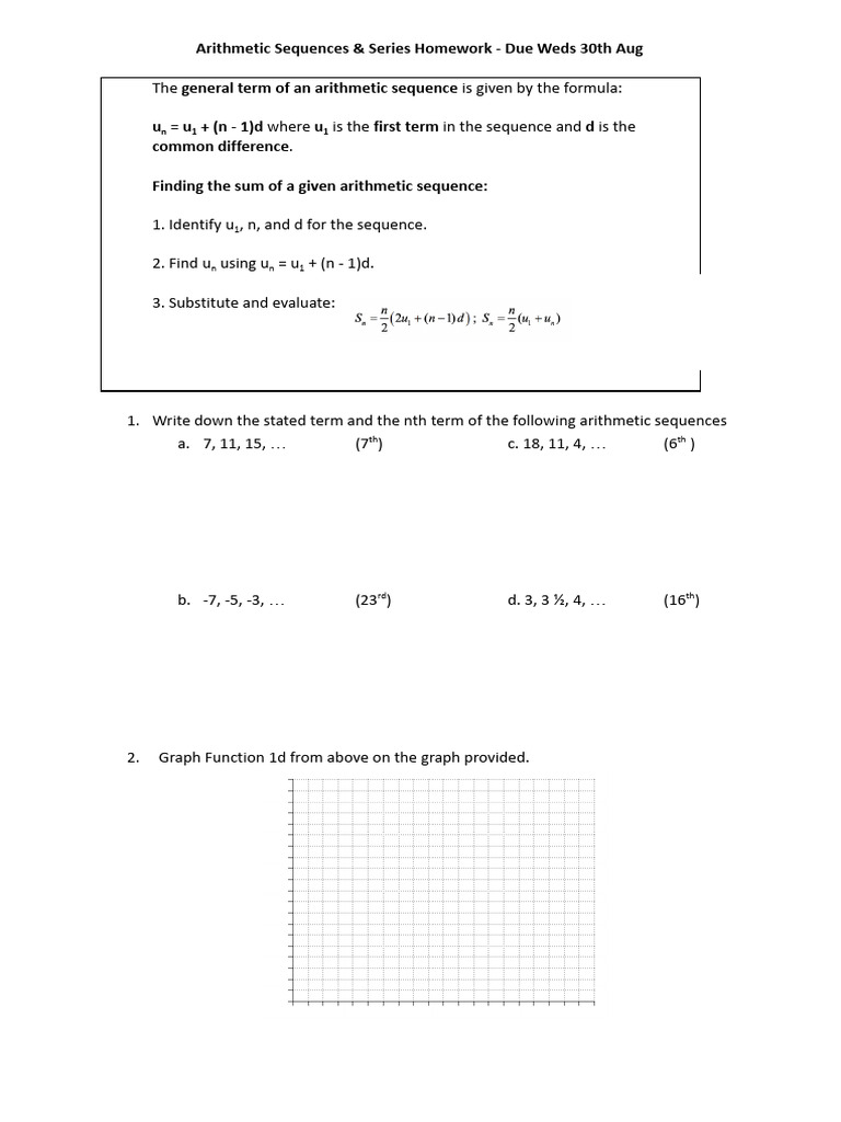 Arithmetic Sequences & Series Homework | PDF | Combinatorics | Mathematics