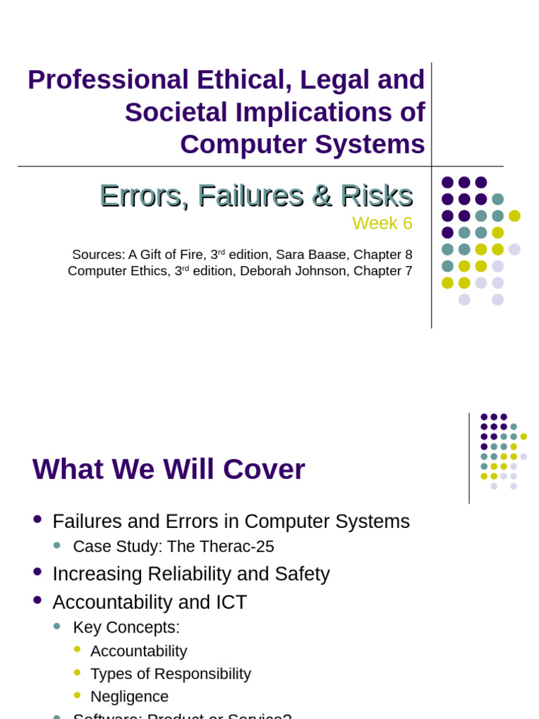Professional Ethics - Lecture 6 - Failures in Computer Systems | PDF | Legal Liability ...