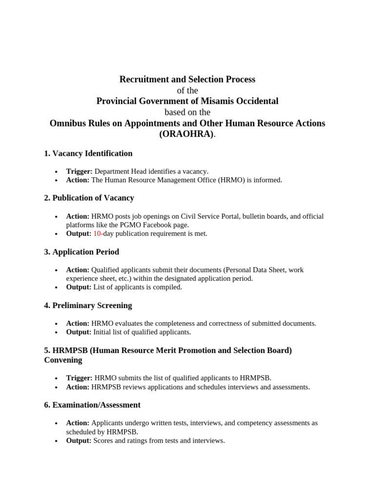Recruitment and Selection Process DRAFT | PDF | Recruitment | Business