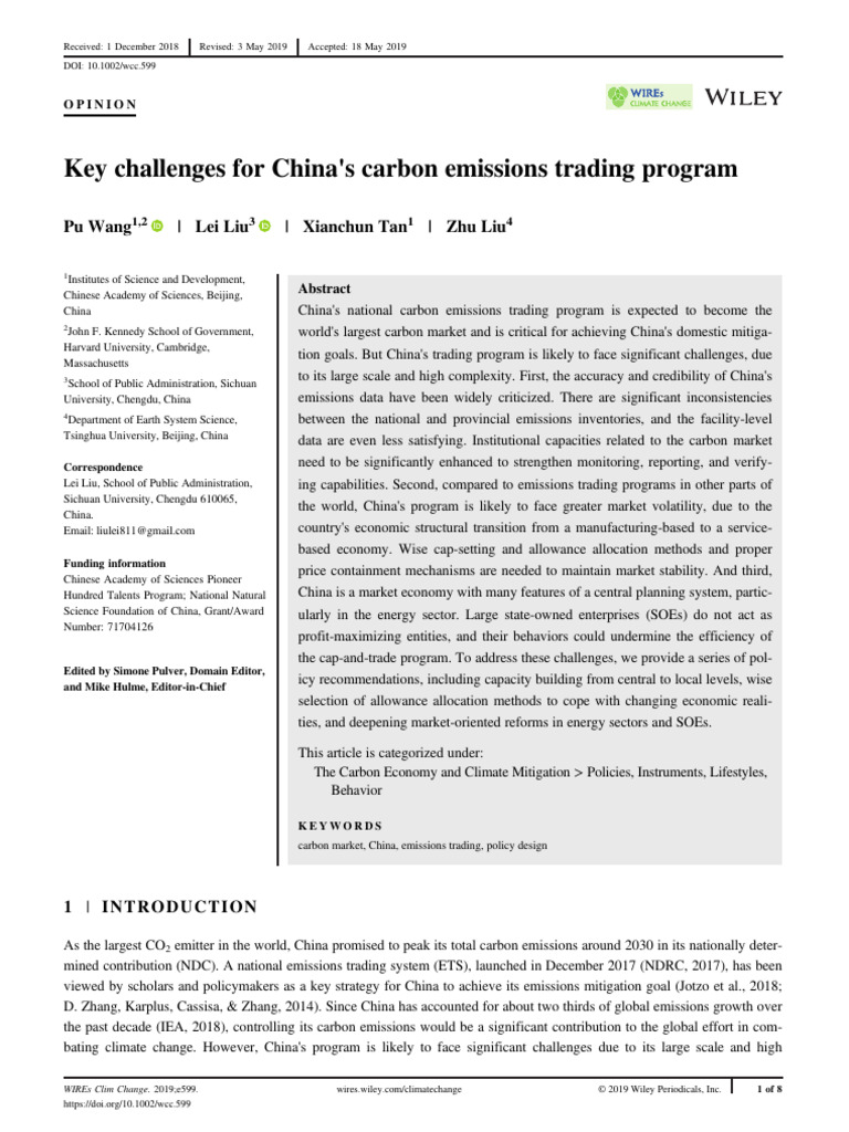 Wang China ETS Key Challenges | PDF | Emissions Trading | Clean ...
