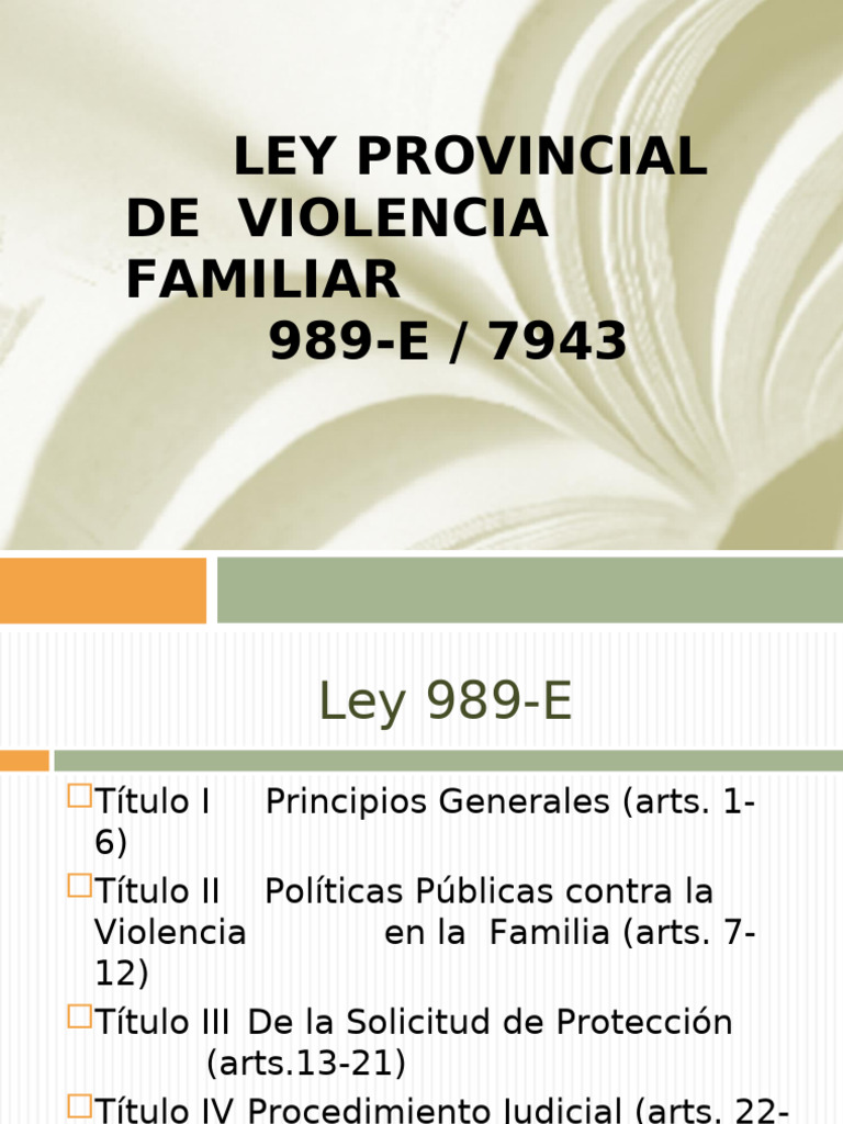 LEY 989-E - PRESENTACION PowerPoint | PDF | Violencia | Abuso infantil