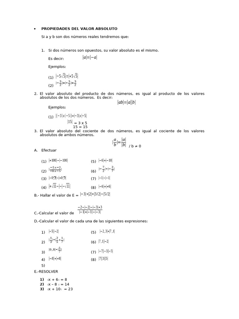 Propiedades Del Valor Absoluto | PDF | Ajedrez