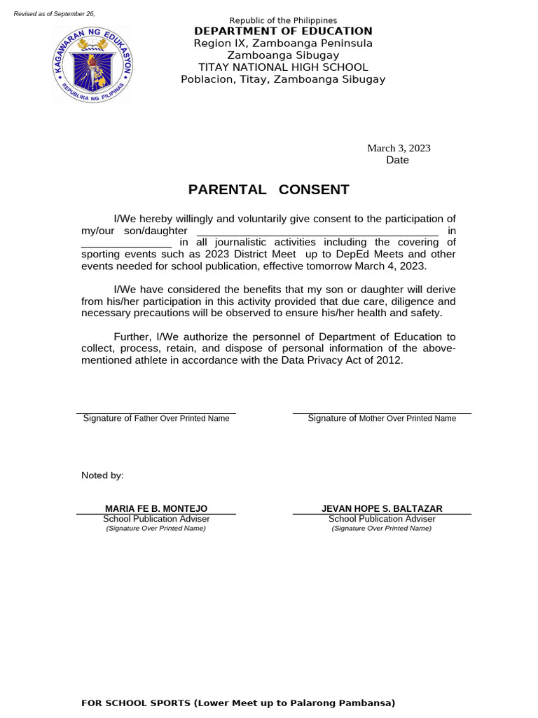 F9 2020 - Parents Consent - Revised | PDF
