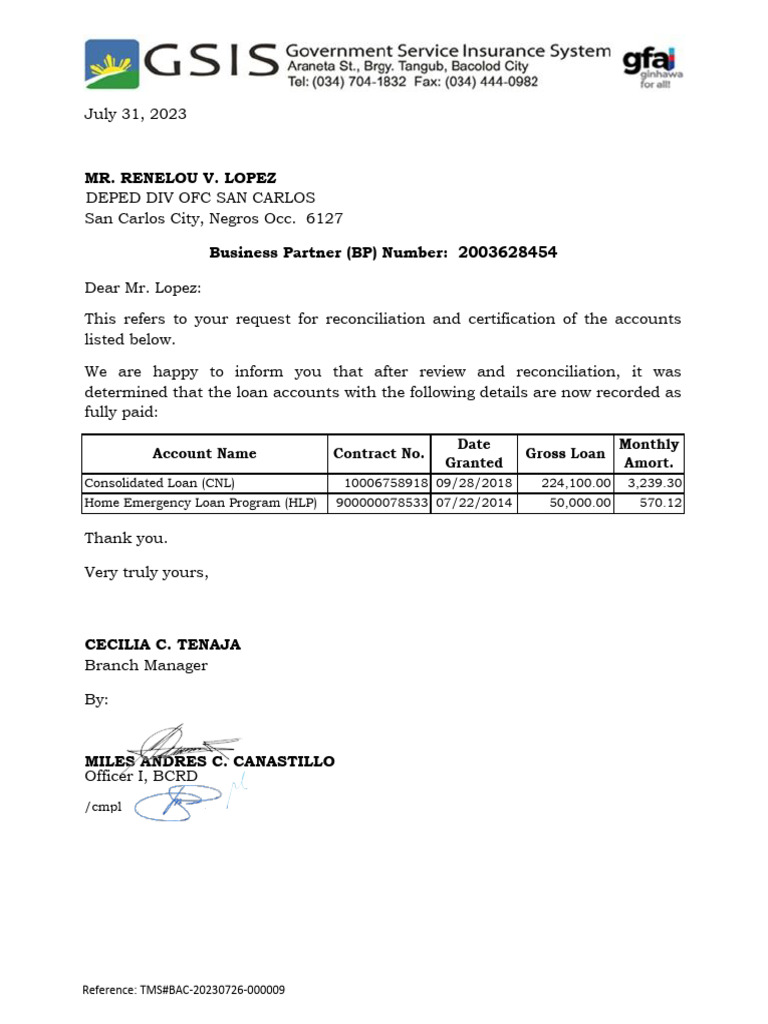 Renelou Lopez - Certificate of Full Payment 07-29-23 | PDF