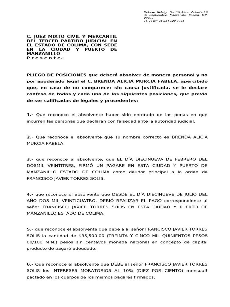 Pliego de Posiciones | PDF