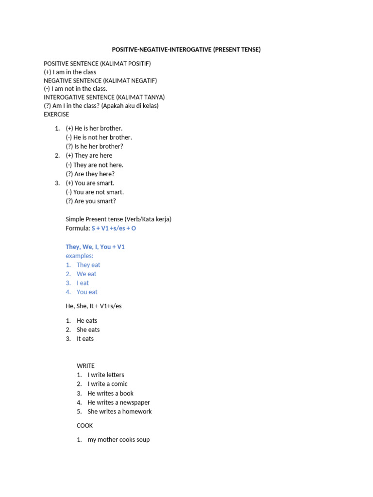 Present Tense Sentence Structures | PDF