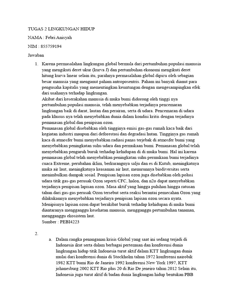 Tugas 2 Pendidikan Lingkungan Hidup | PDF