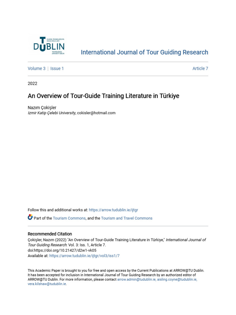 An Overview of Tour-Guide Training Literature in Turkey | PDF ...