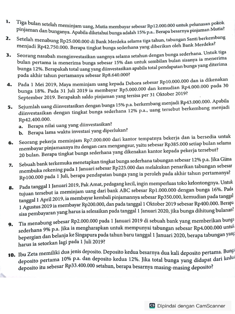 Latihan Soal Bunga Sederhana | PDF