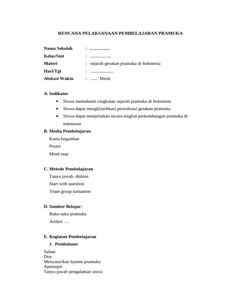 Contoh Format RPP Magang 2-1 | PDF