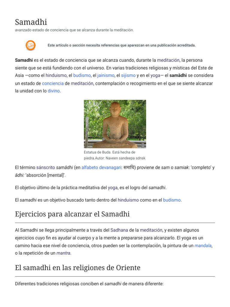 Samadhi: Estado de Conciencia en Meditación | PDF | Āstika | Meditación
