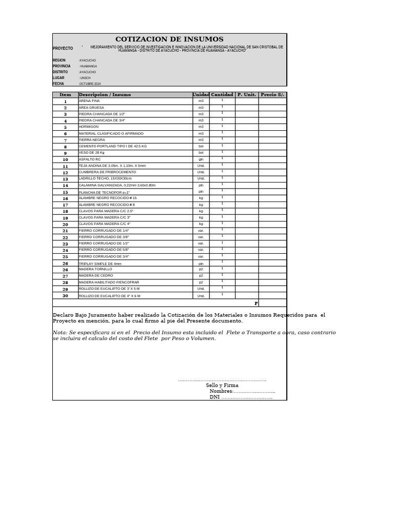 Cotizar Materiales Incidente | PDF | Albañilería | Ingeniería estructural