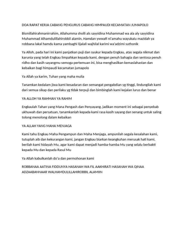 DOA Rapat Kerja | PDF