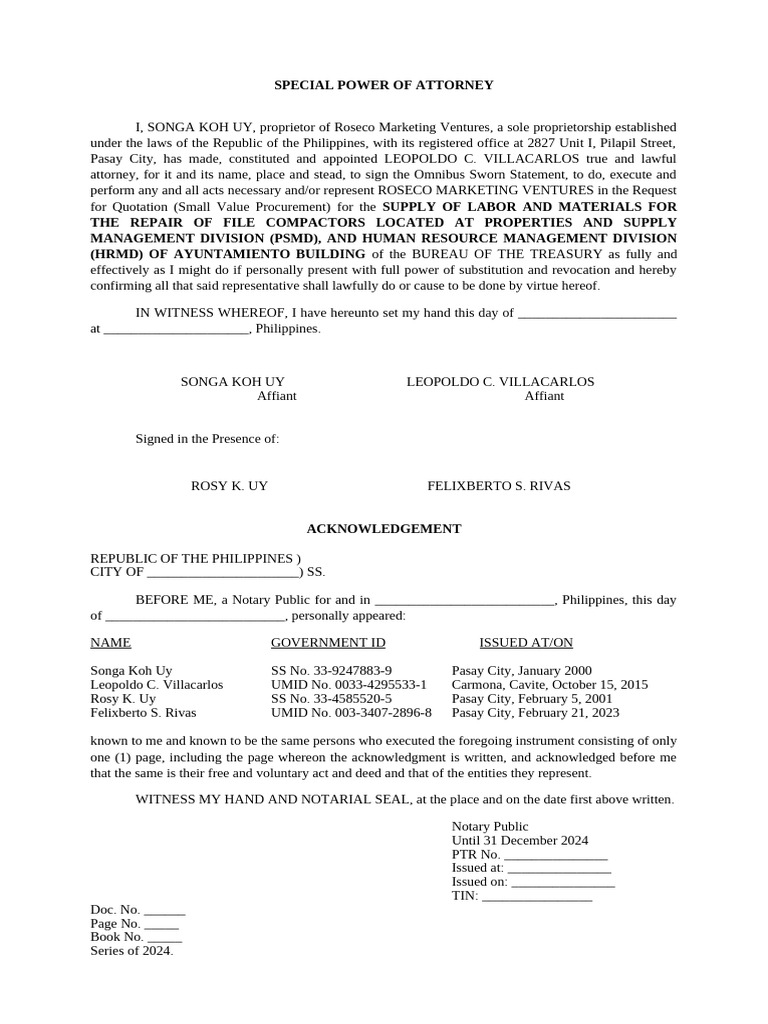 Authority of Signatory - S.P.A. | PDF | Private Law | Common Law