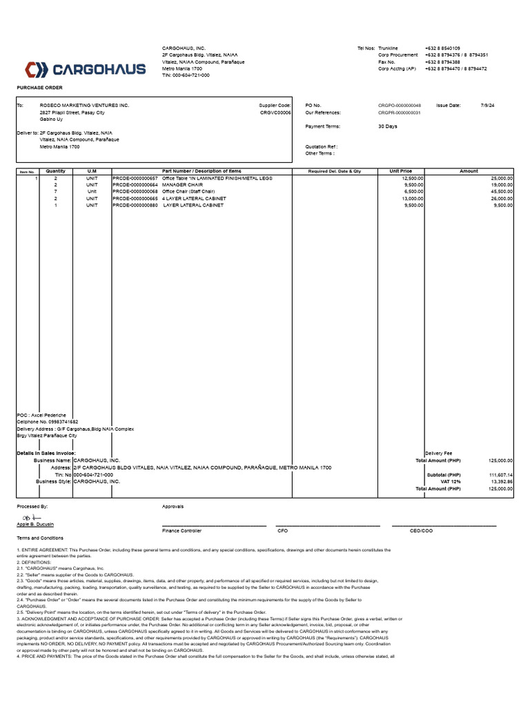 Crgpo-0000000048 Roseco | PDF | Invoice | Indemnity