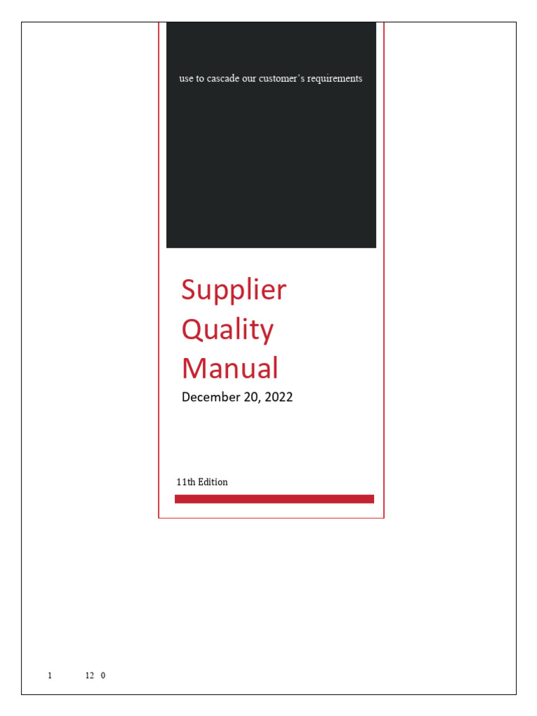 CarlingTechnologies Supplier Quality Manual | PDF | Supply Chain | Quality Management System