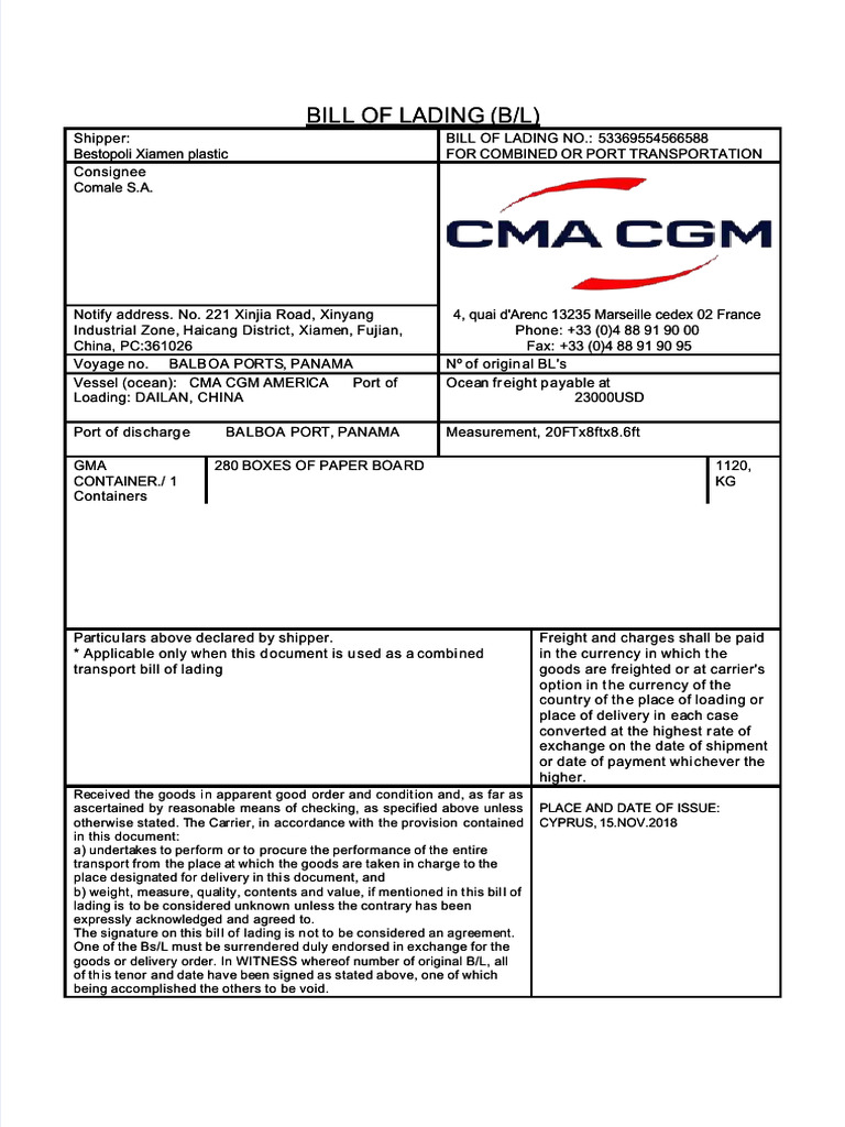 Ardan .22.19.114039.1344.TGS Bill of Lading | PDF | Cargo | Bill Of Lading