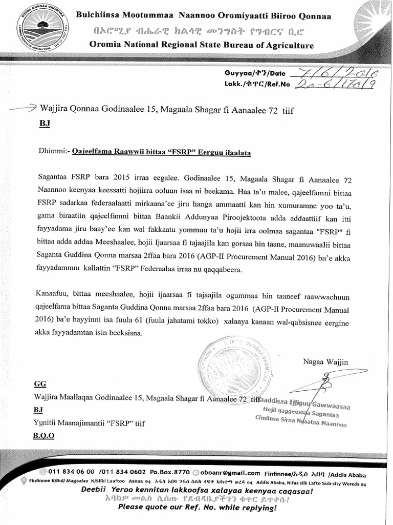 Qajeelfama Bitta FSRP | PDF