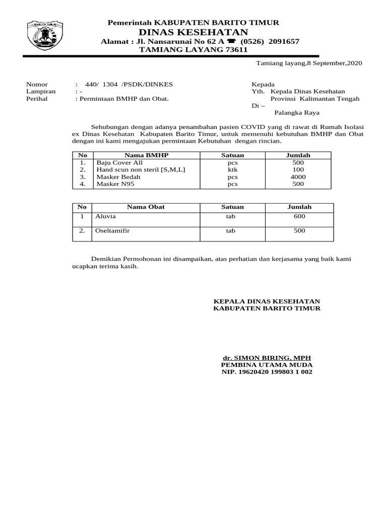Surat Permintaan Buffer Stok 2020 | PDF
