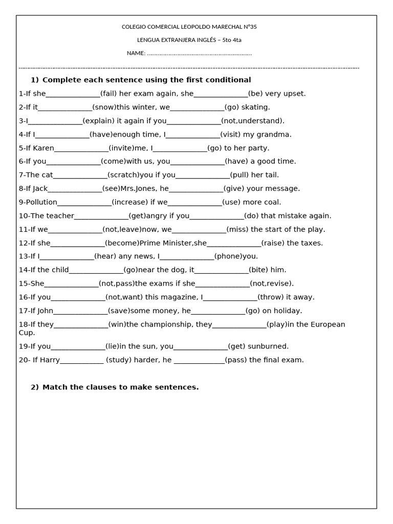 Examen-Primer Condicional | PDF
