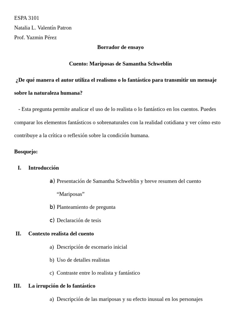 Bosquejo de Ensayo | PDF | Fantasía | Naturaleza