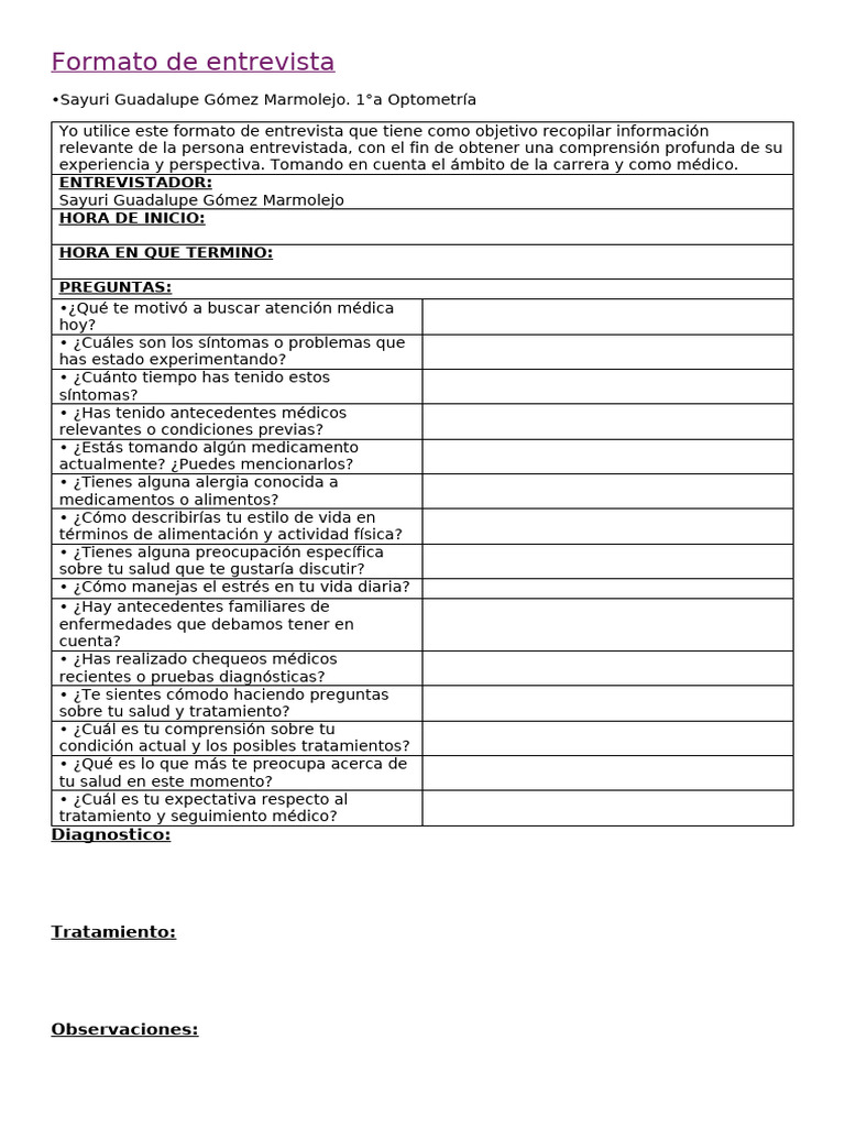 Formato de Entrevista | PDF