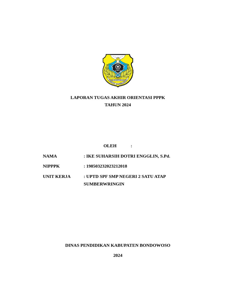 Lembar Pengesahan Tugas Orientasi PPPK 2024 - Ike Suharsih Dotri ...