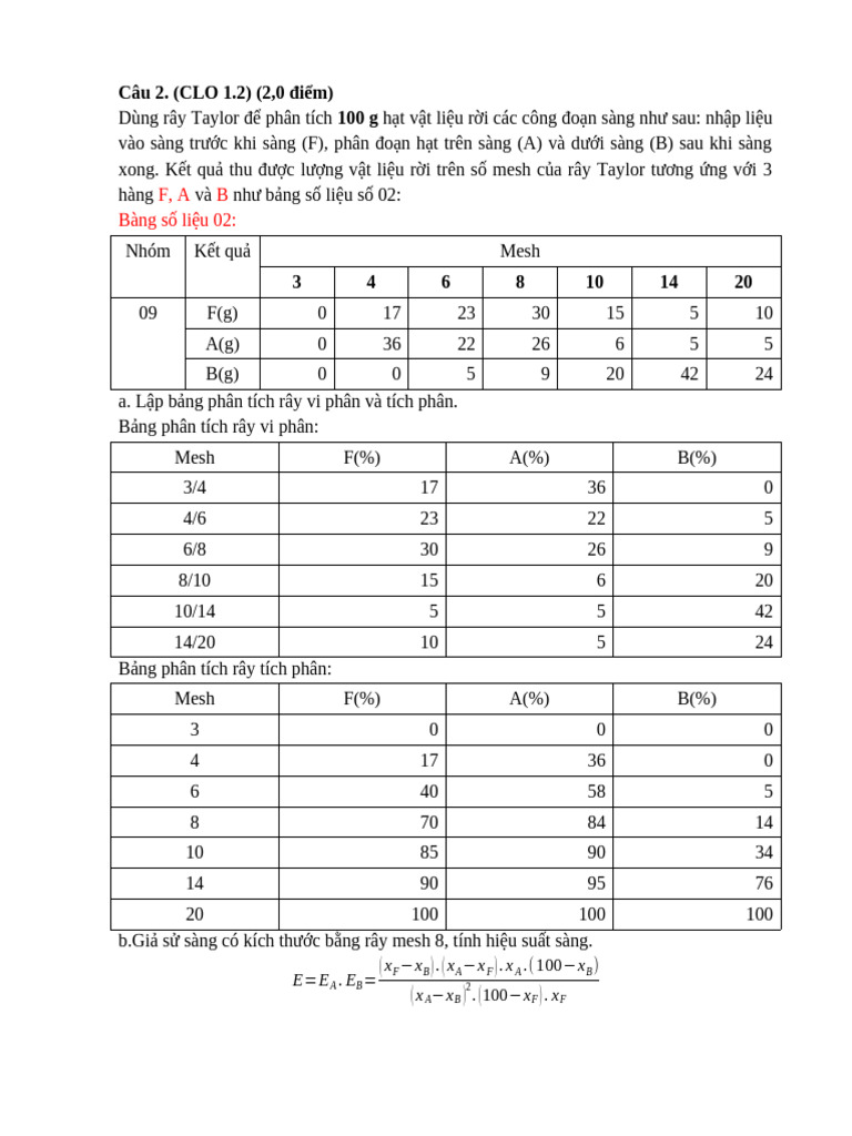 QTTB Bài 2a, 2b | PDF