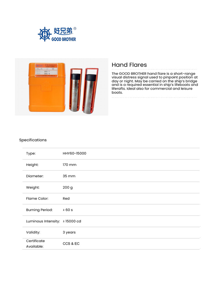 Good Brother Hand Flare Specifications | PDF