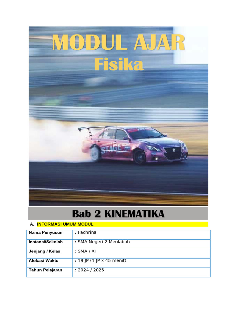MODUL AJAR KINEMATIKA | PDF MODUL AJAR KINEMATIKA | PDF