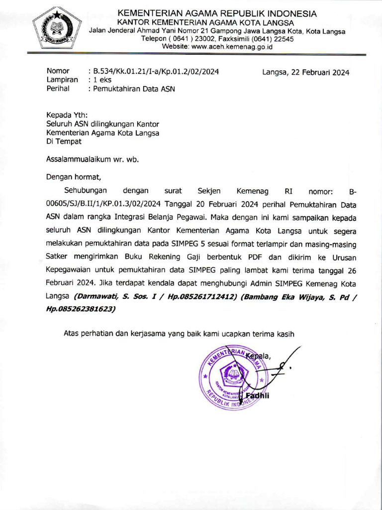 Pemutakhiran Data ASN | PDF