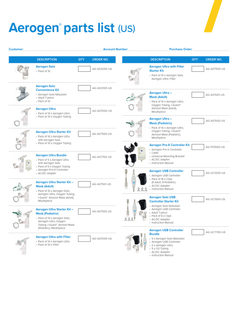 Aerogen_Direct_Parts_List_US1241B | PDF | Equipment | Manufactured Goods