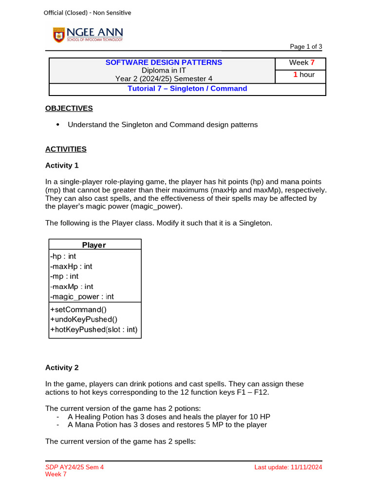 Singleton & Command Patterns Tutorial | PDF | Computing | Software Engineering