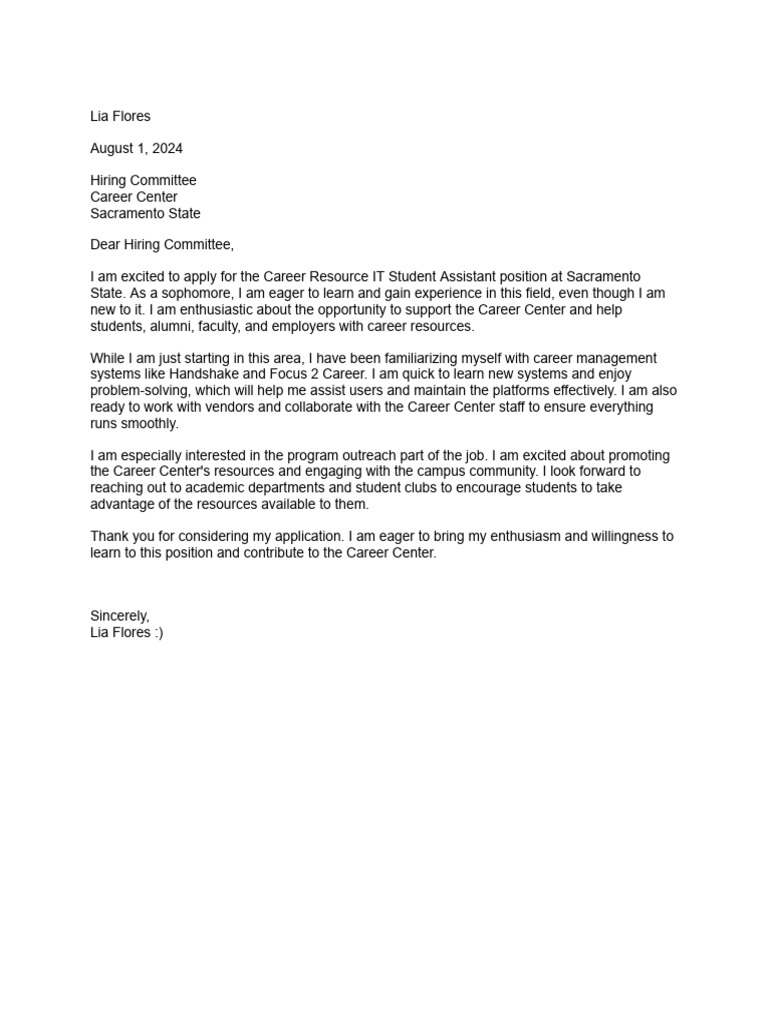 Cover Letter FWS. 2 | PDF