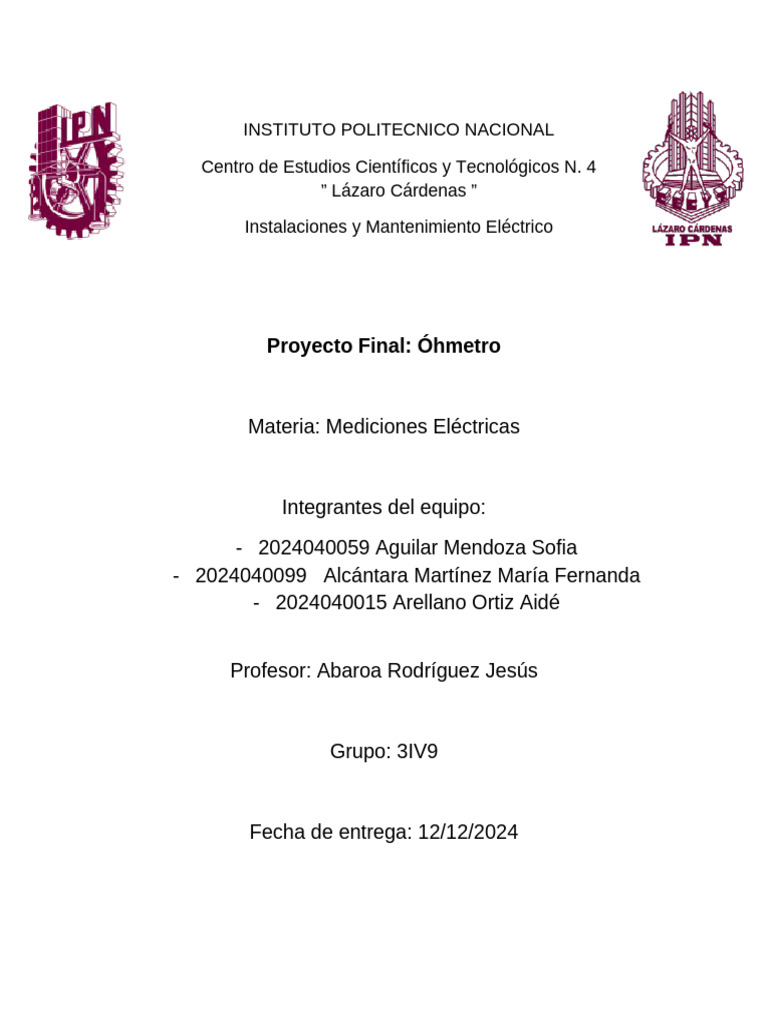 Proyectofinal ME | PDF | Resistencia Eléctrica y Conductancia | Corriente eléctrica