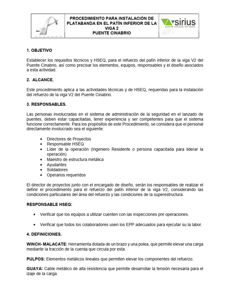 Instalación Platabanda Viga 2 Puente Cinabrio | PDF | Puente