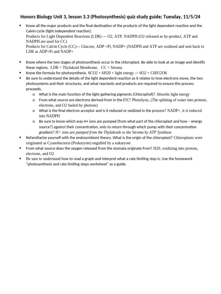 Unit 3 Lesson 3.3 Quiz Study Guide | PDF