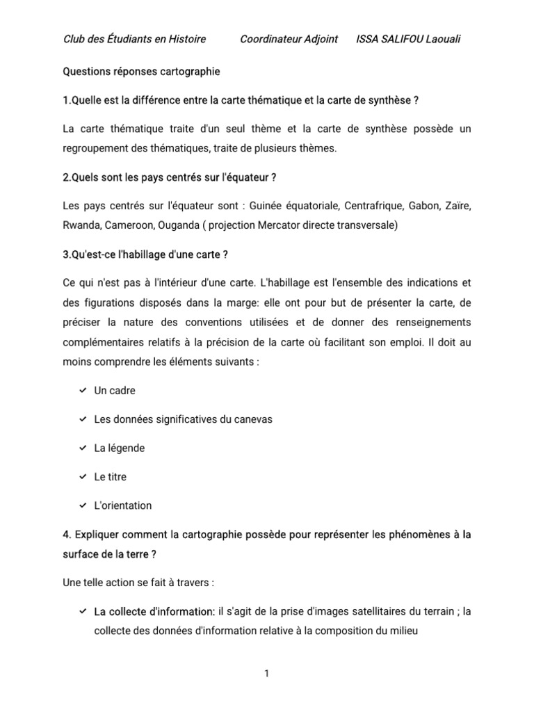Questions et réponses sur la cartographie | PDF