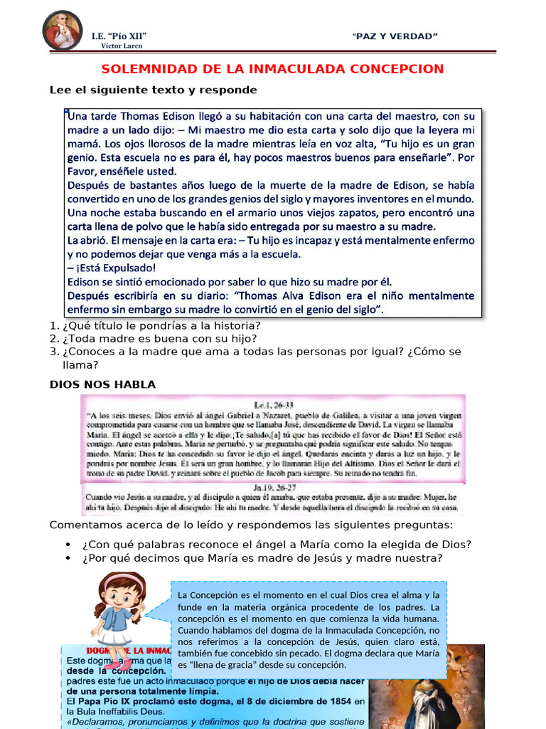 Solemnidad de La Inmaculada Concepcion | PDF