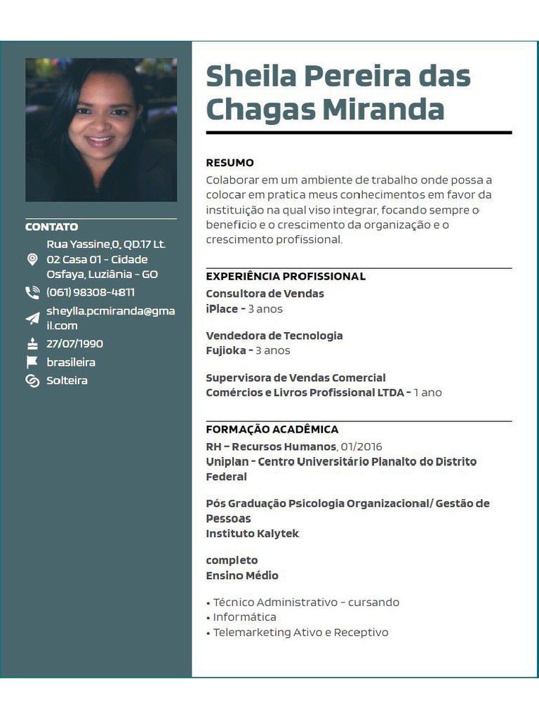 Currículo Sheyla Final | PDF Currículo Sheyla Final | PDF