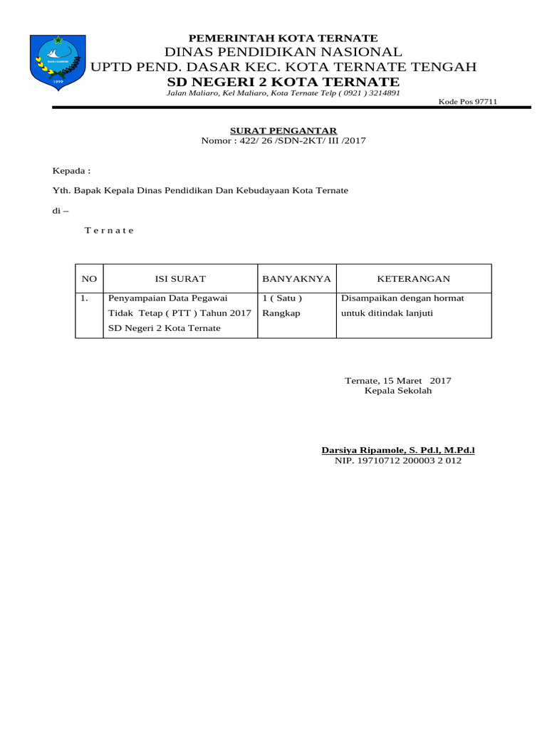 Surat Pengantar PTT | PDF