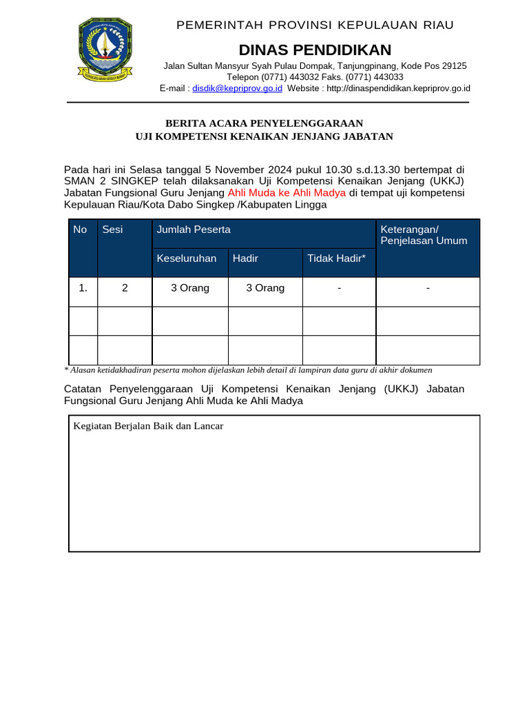 Berita - Acara UKJJ SMANDA | PDF