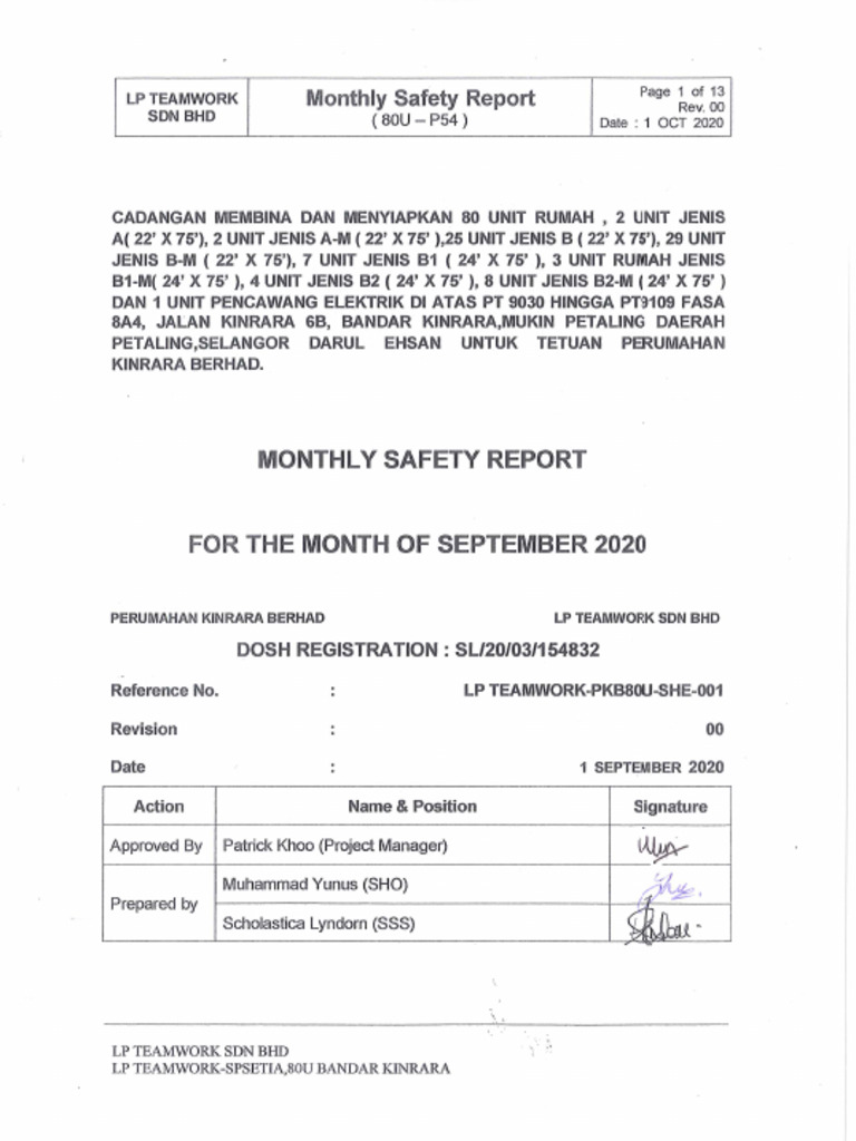 U80 LPT September 2020 Safety Report | PDF | Personal Protective Equipment | Regulatory Compliance