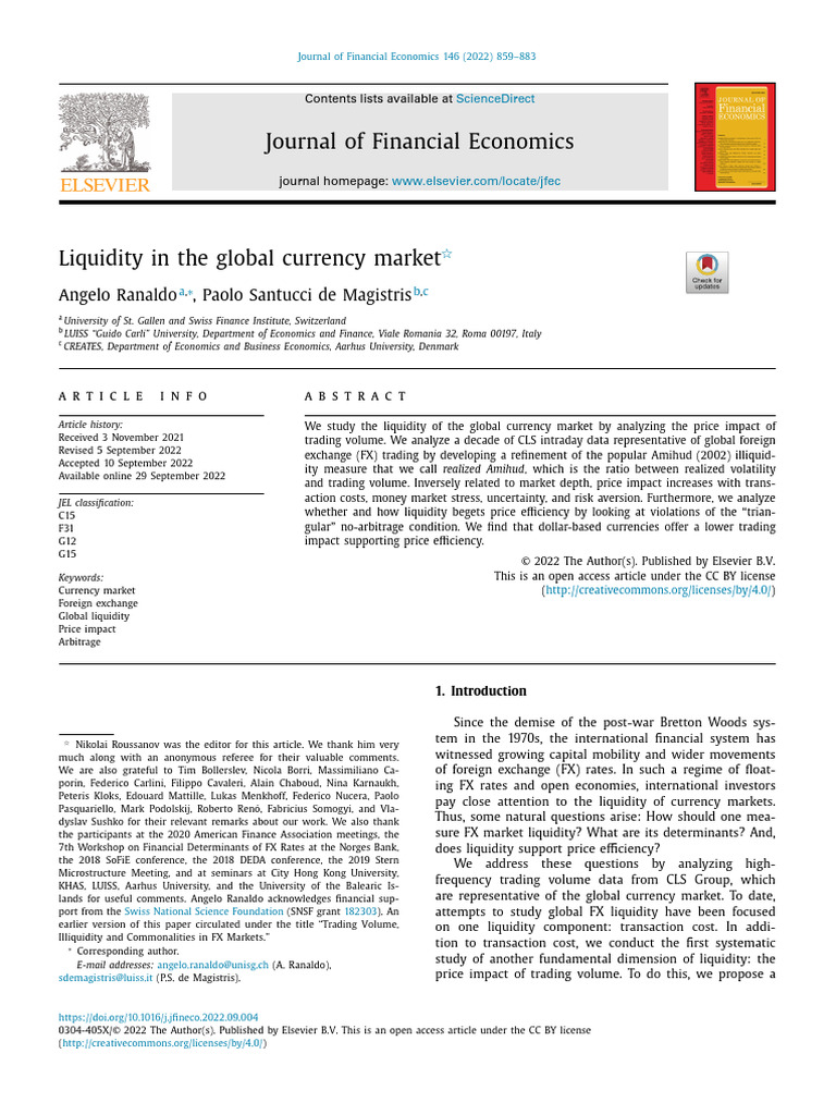 5 - Ranaldo Et Al JFE 2022 | PDF | Market Liquidity | Foreign Exchange Market