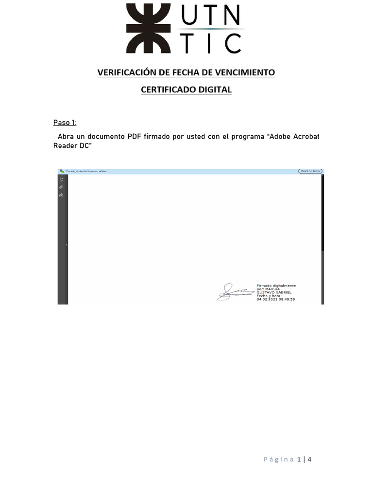 UTN - Firma Digital - Validar Fechas de Emisin y Vencimiento de Certificado Digital | PDF