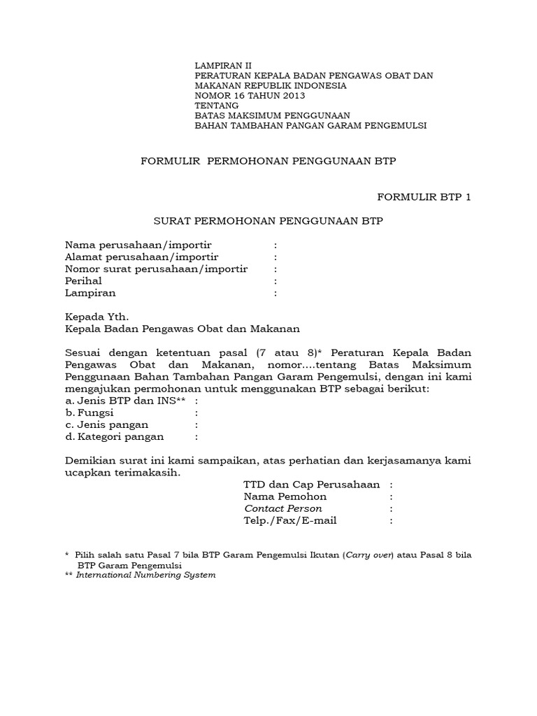 Formulir Ijin Khusus BTP | PDF