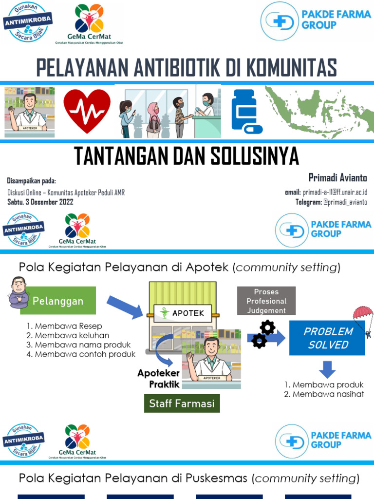 Pelayanan Antibiotik Di Komunitas Tantangan Dan Solusi AMR 2022 | PDF